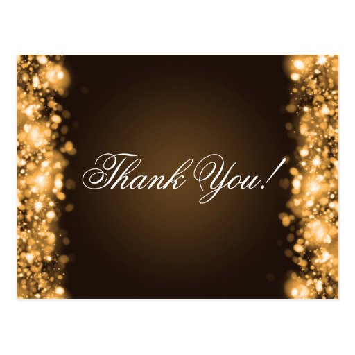 Thank You Note Sparkling Lights Gold Postcard | Zazzle