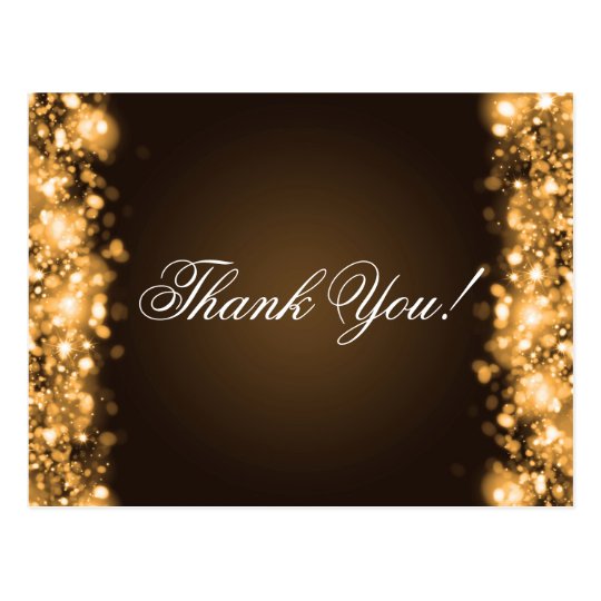Thank You Note Sparkling Lights Gold Postcard | Zazzle.com