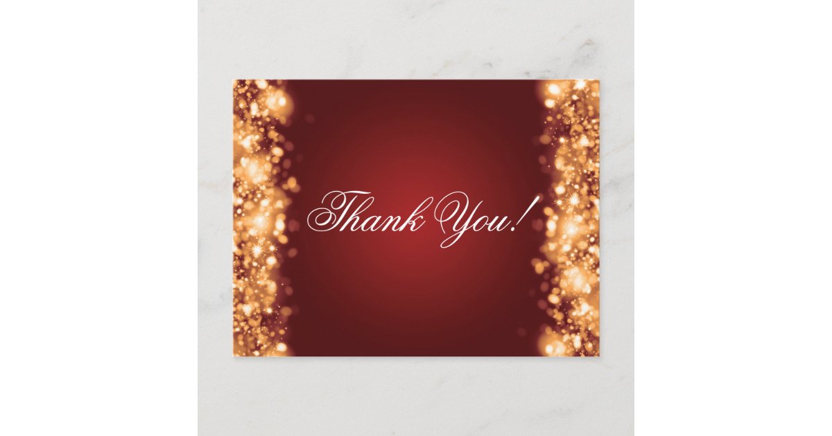 Thank You Note Sparkling Lights Gold Postcard | Zazzle