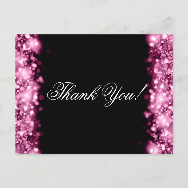 Thank You Note Sparkling Lights Pink Postcard | Zazzle