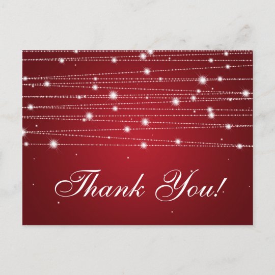 Thank You Note Sparkling Lines Red Postcard | Zazzle.com