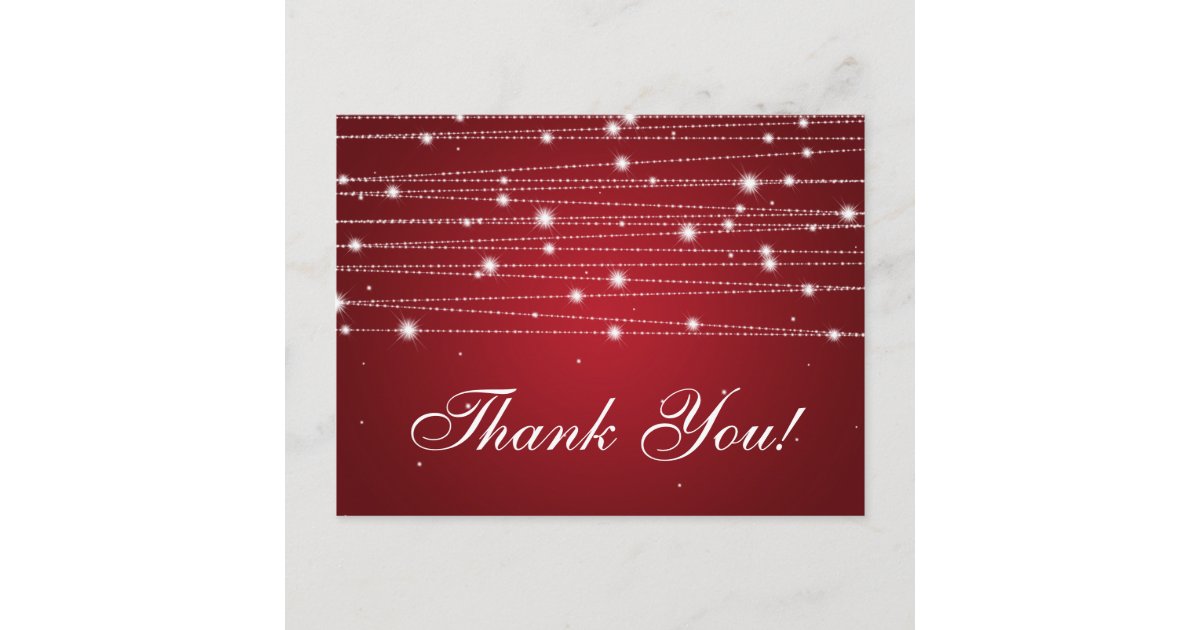 Thank You Note Sparkling Lines Red Postcard | Zazzle