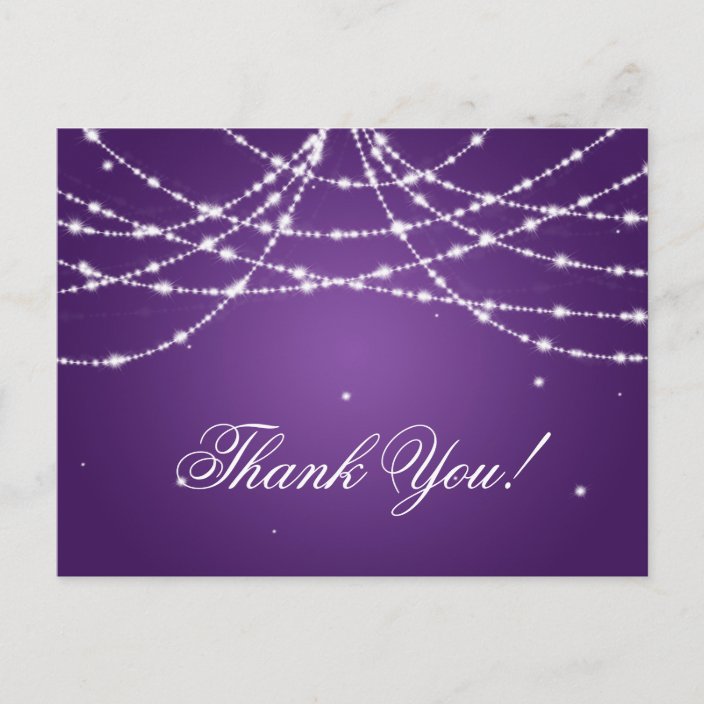 Thank You Note Sparkling String Purple Postcard | Zazzle.com