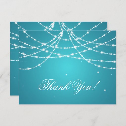 Thank You Note Sparkling String Turquoise Postcard | Zazzle