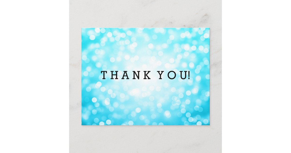 Thank You Note Turquoise Glitter Lights Postcard | Zazzle