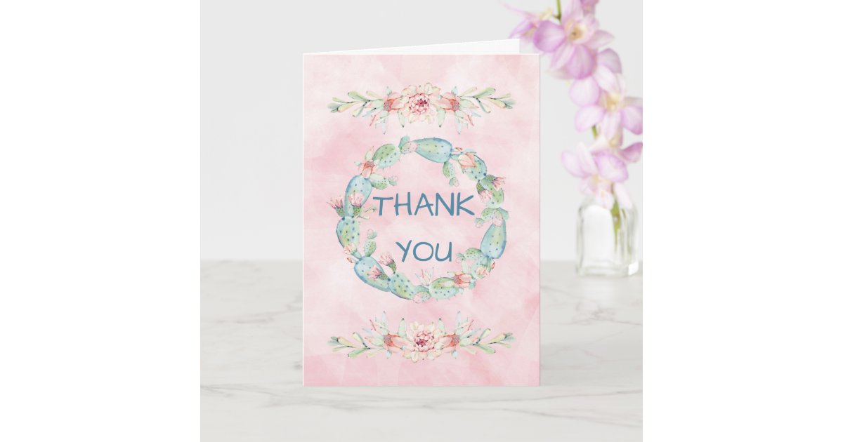 Thank You Note Watercolor Cactus Card | Zazzle
