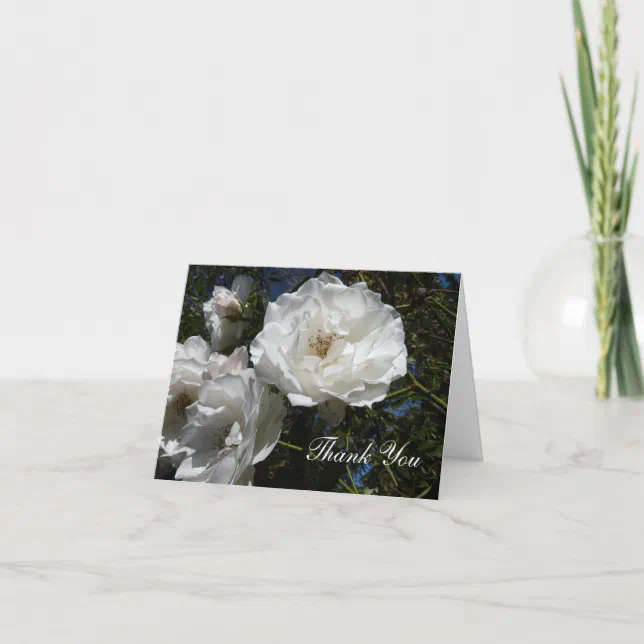 Thank You Notes - White Roses | Zazzle