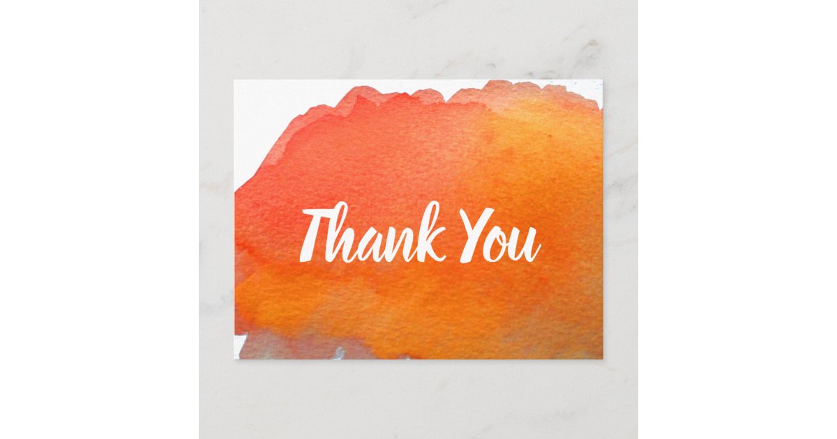 Thank You orange watercolor art quote Postcard | Zazzle