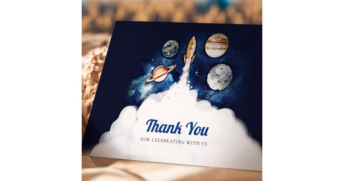 Thank You Outer Space Rocket Planets Galaxy | Zazzle