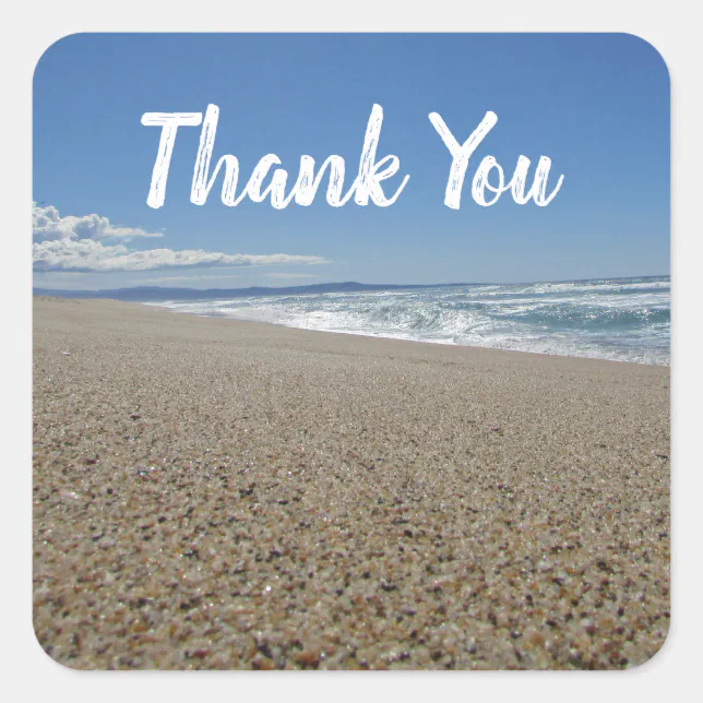 Thank You Pacific Ocean Coast Beach Appreciation Square Sticker | Zazzle