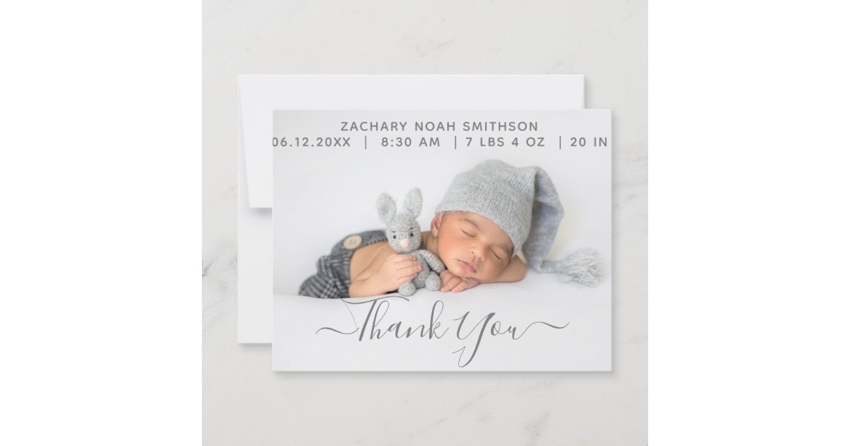 Thank You Personalized Birth Announcement Card | Zazzle