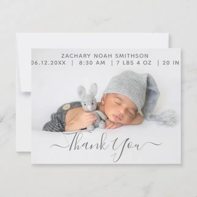 Thank You Personalized Birth Announcement Card | Zazzle