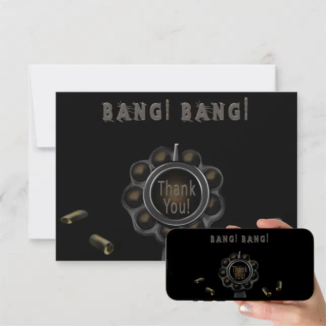 Thank You Pewter Gun Barrel Invitation | Zazzle