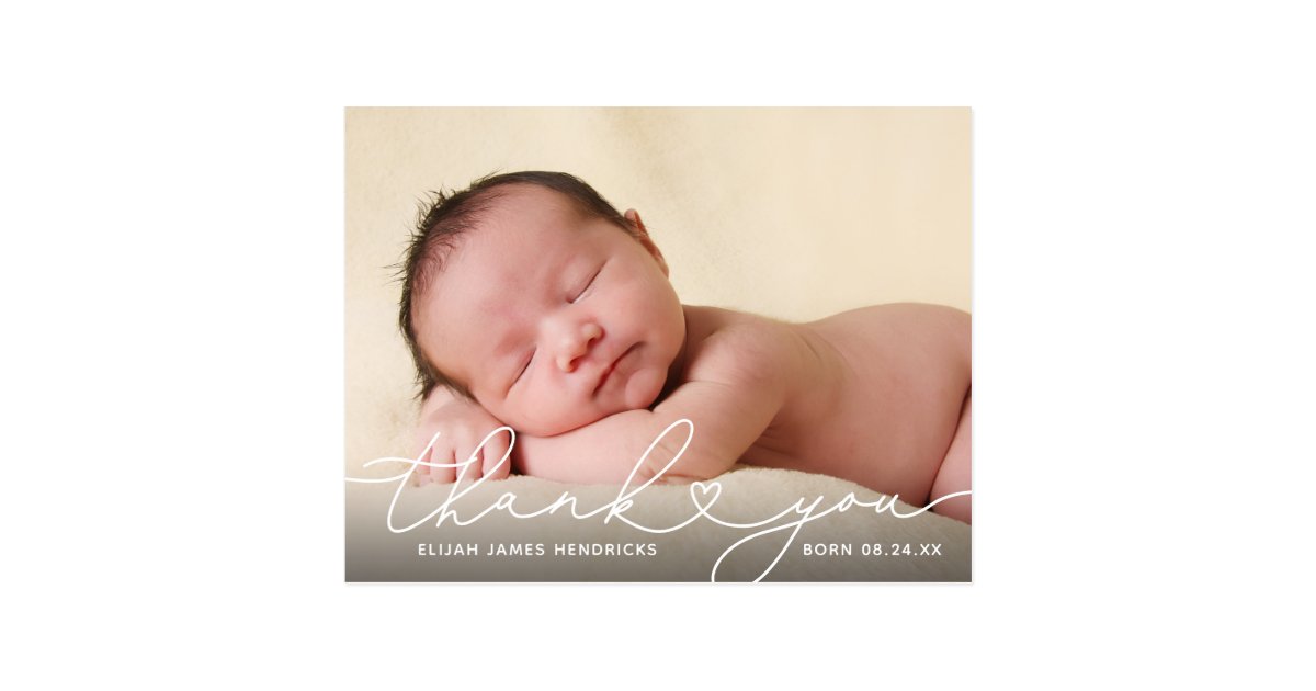 Thank You Photo Baby Announcement Postcard | Zazzle.com