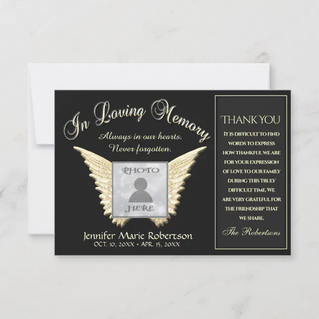 Thank You Photo Card with Angel Wings | Zazzle