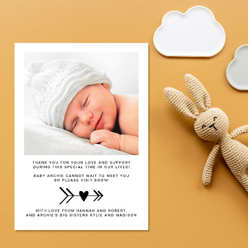 Thank You Photo Heart Birth Announcement | Zazzle