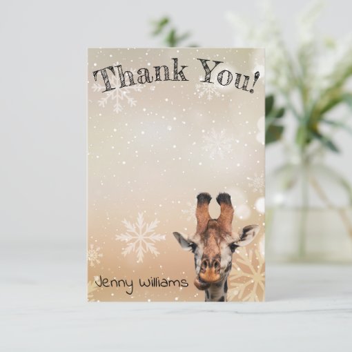 thank you,photo of funny giraffe,custom thank you card | Zazzle