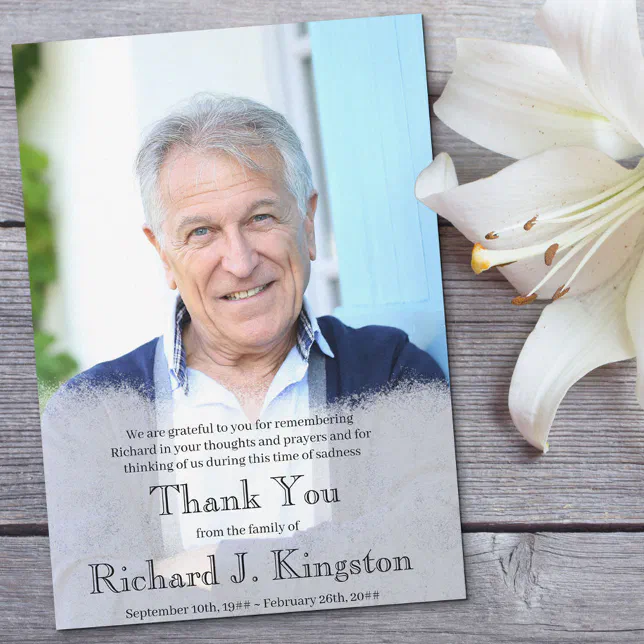 Thank You Photo Overlay Custom Funeral Card | Zazzle