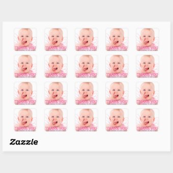 Thank You Photo Sticker for Baby or Kids Party | Zazzle