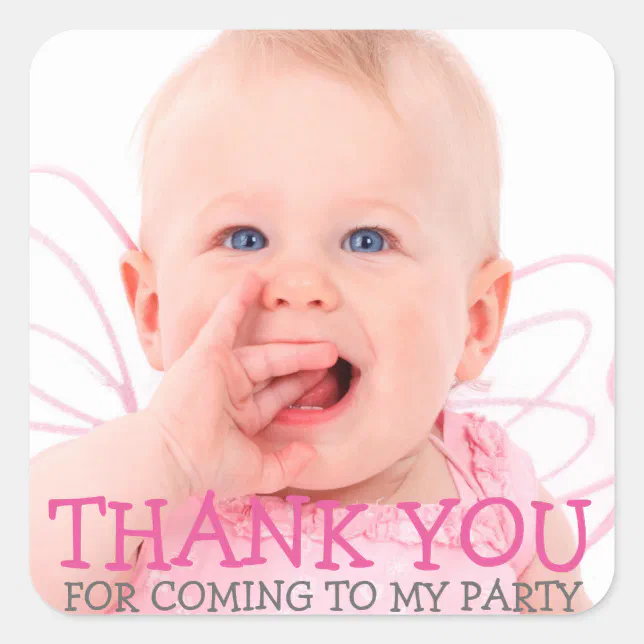Thank You Photo Sticker for Baby or Kids Party | Zazzle
