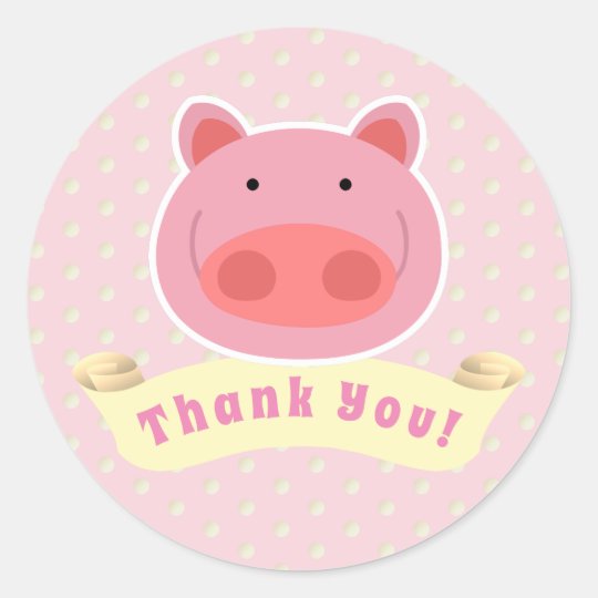 Thank you Piglet Classic Round Sticker | Zazzle.com
