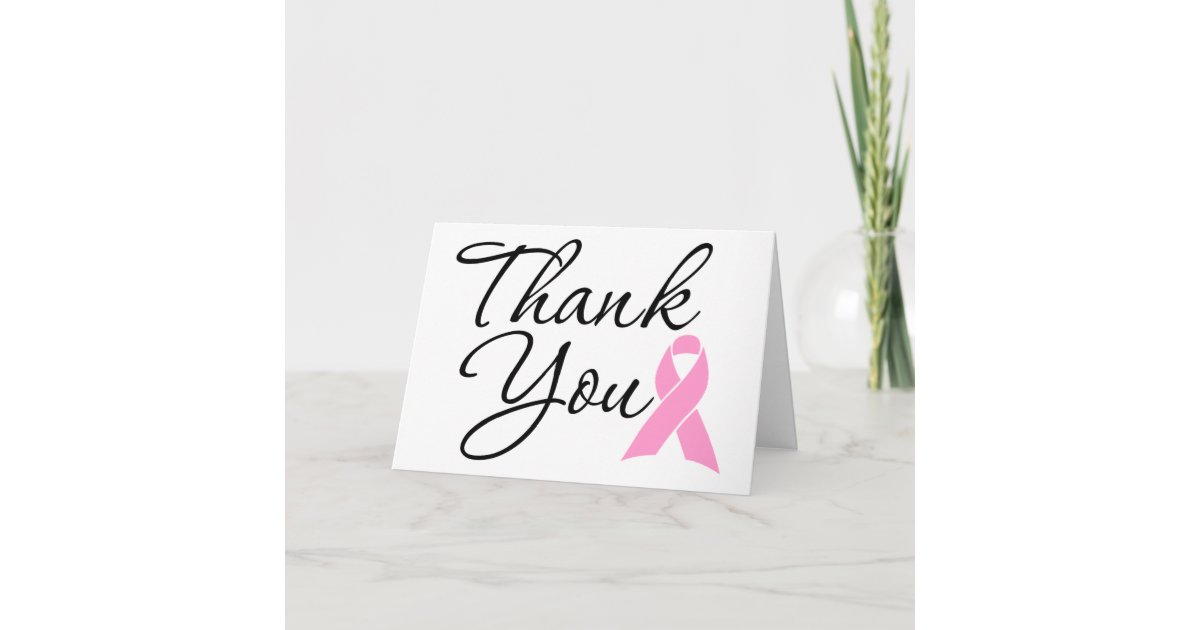 Thank You Pink Breast Cancer Awareness Ribbon Card | Zazzle