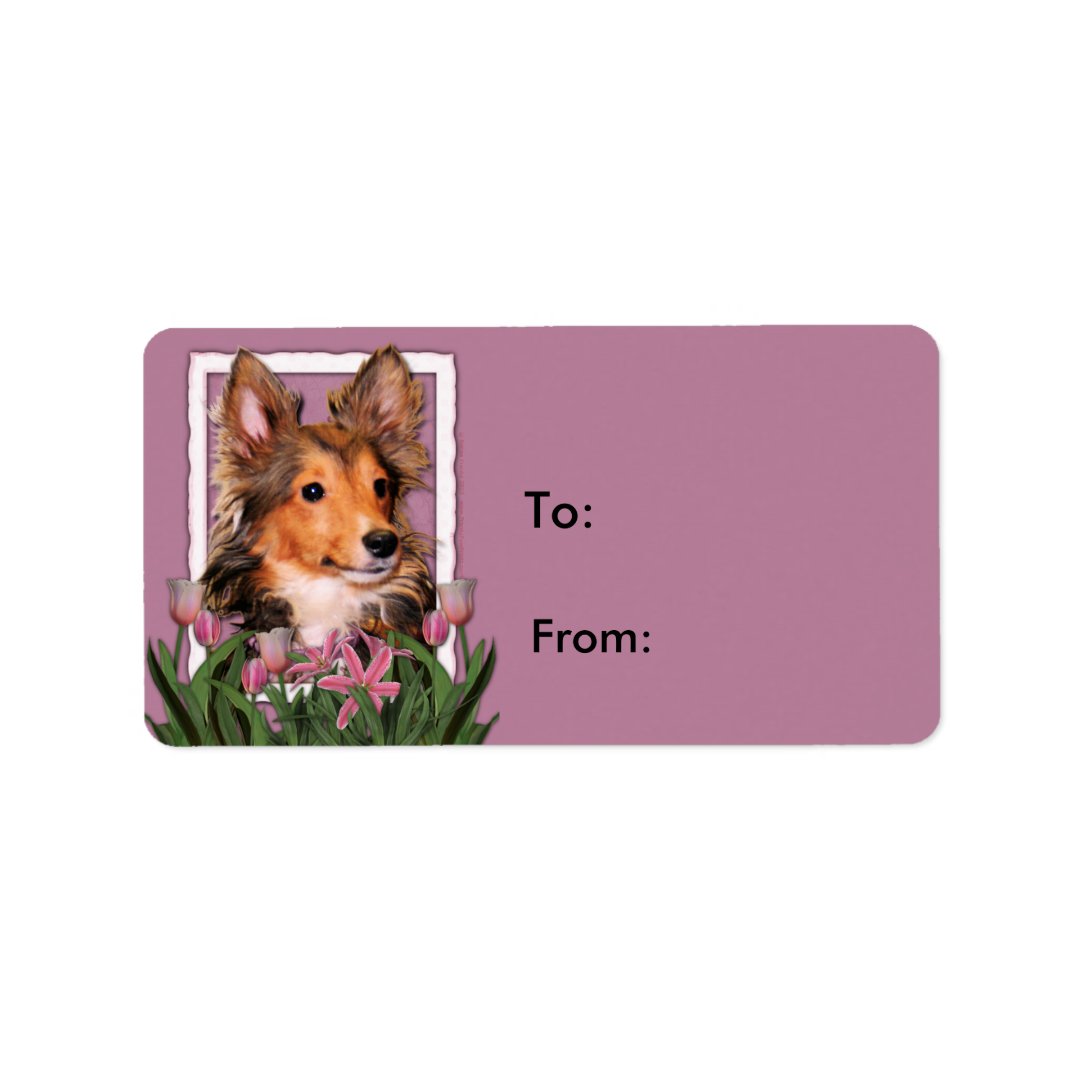 Thank You - Pink Tulips - Sheltie Puppy - Cooper Label | Zazzle