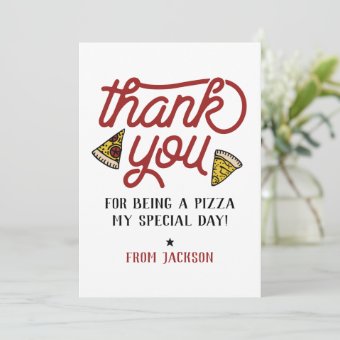 Thank You Pizza Party Birthday Thank You Card | Zazzle