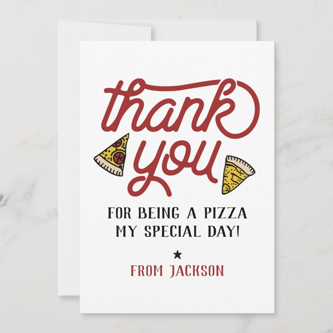 Thank You Pizza Party Birthday Thank You Card | Zazzle