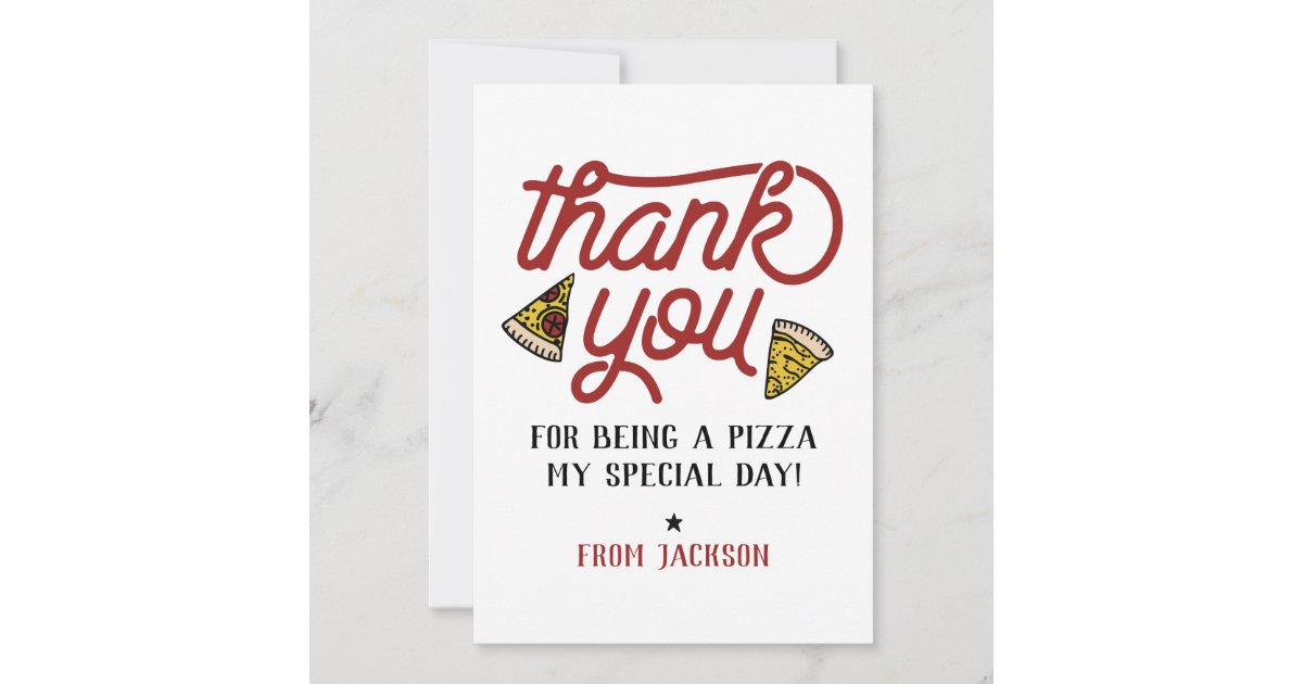 Thank You Pizza Party Birthday Thank You Card | Zazzle