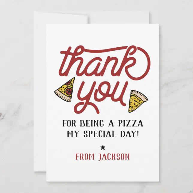 Thank You Pizza Party Birthday Thank You Card | Zazzle