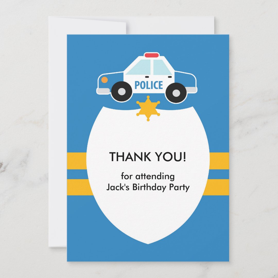 Thank You Police Theme Card | Zazzle