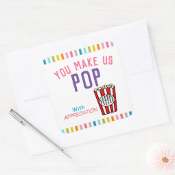 Thank you Popcorn Appreciation Square Sticker | Zazzle
