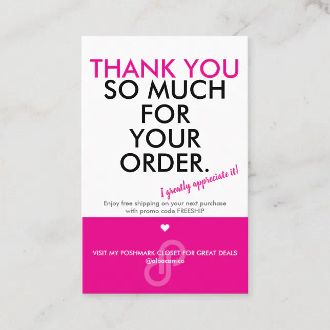 Thank You Poshmark Business Card | Zazzle