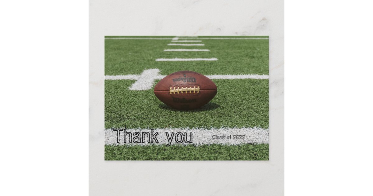 Thank you postcard rugby ball sporty class of year | Zazzle