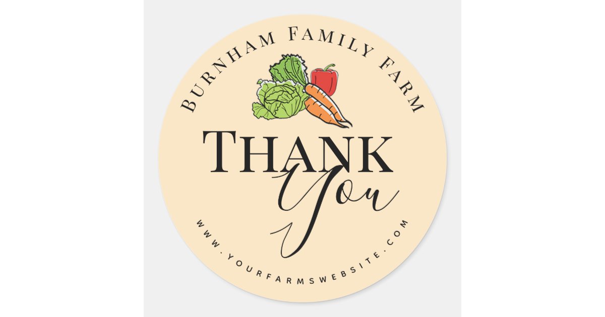 Thank You | Produce Vegetable Farm Classic Round Sticker | Zazzle