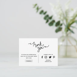 Thank You Promo Code Social Media Icons Business Card | Zazzle