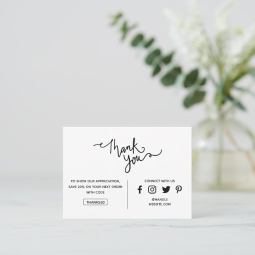 Thank You Promo Code Social Media Your Logo Business Card | Zazzle