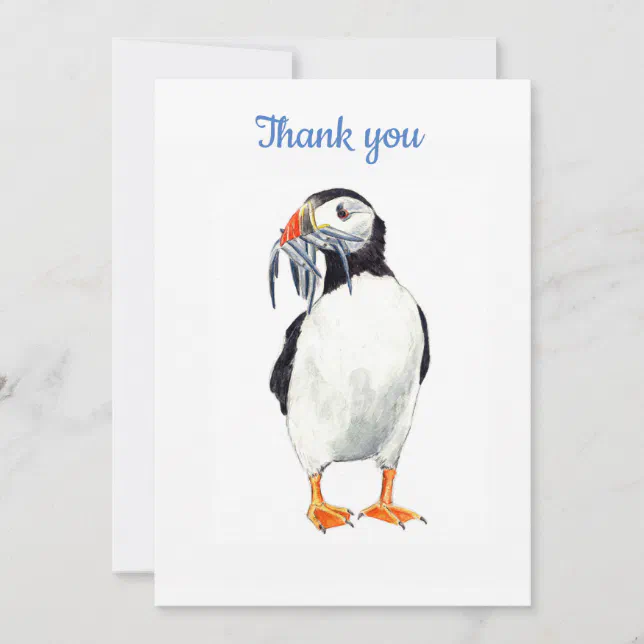 Thank you puffin card | Zazzle