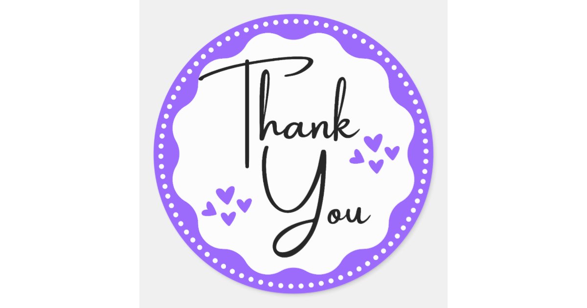 Thank You Purple Hearts Classic Round Sticker | Zazzle