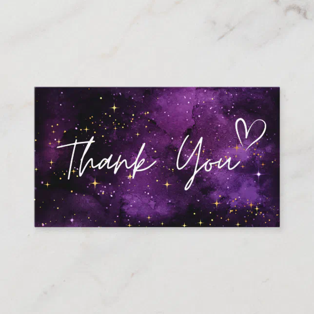 Thank You Purple Night Sky Cosmic Galaxy Sparkles Business Card | Zazzle