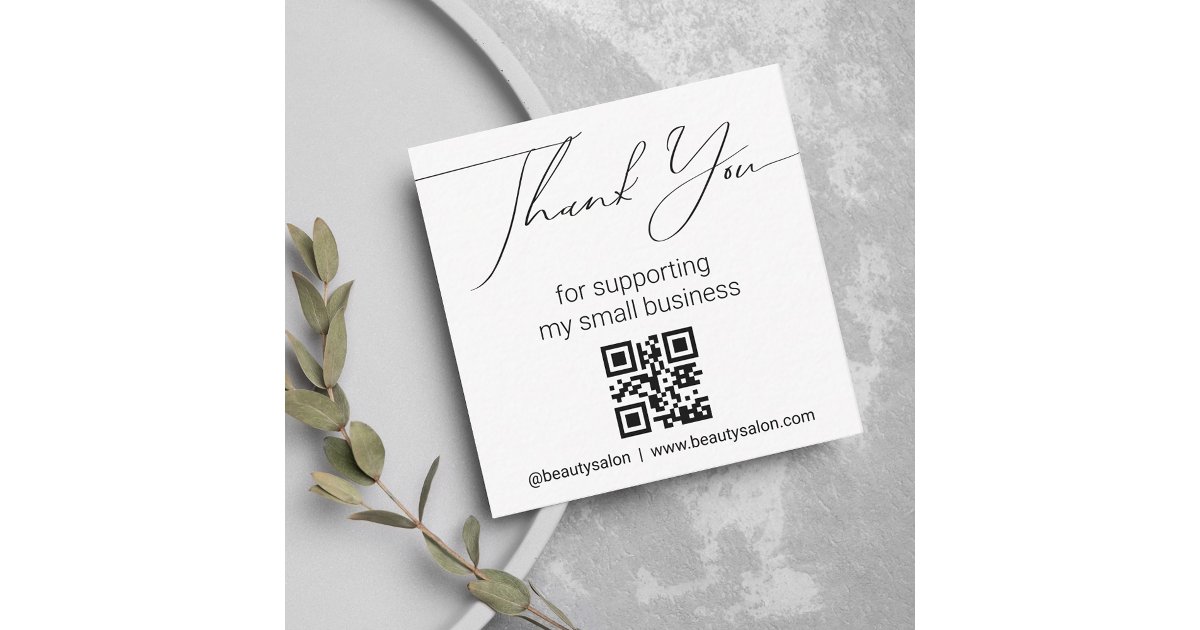 thank you qr code small business minimalist note card | Zazzle