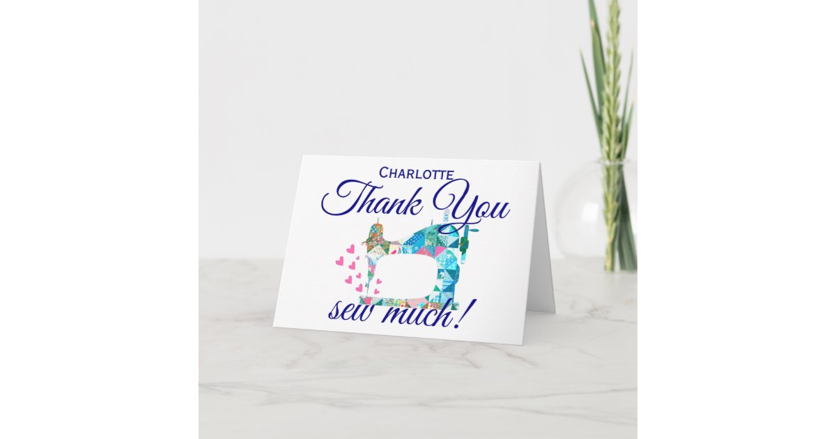 Thank You Quilt Sewing Machine Greeting Card | Zazzle