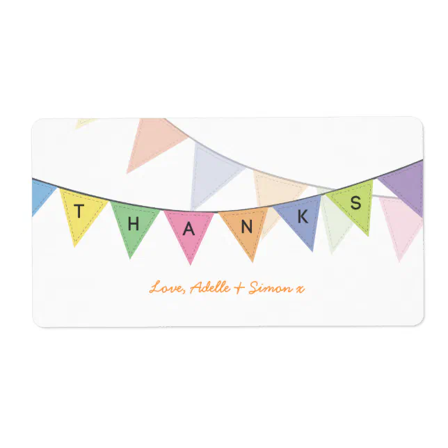 Thank You Rainbow Banner Sticker Label | Zazzle