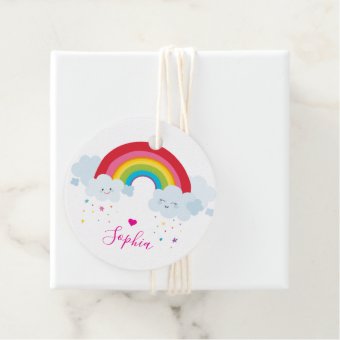 THANK YOU rainbow letters pretty bright colours Favor Tags | Zazzle