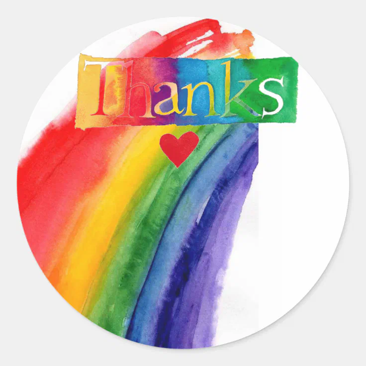 thank you rainbow sticker | Zazzle