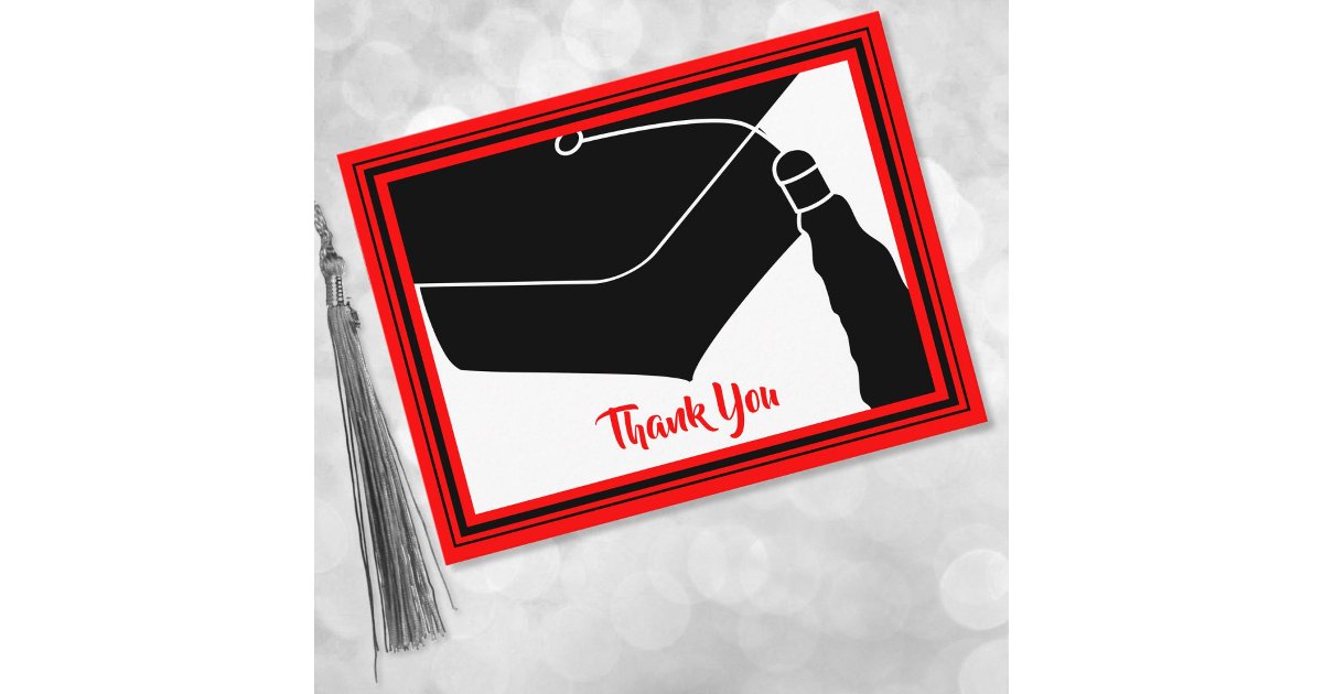 Thank You Red and Black School Colors Postcard | Zazzle