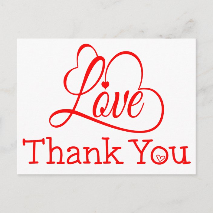 Thank You Red And White Love Hearts Wedding Postcard | Zazzle.com