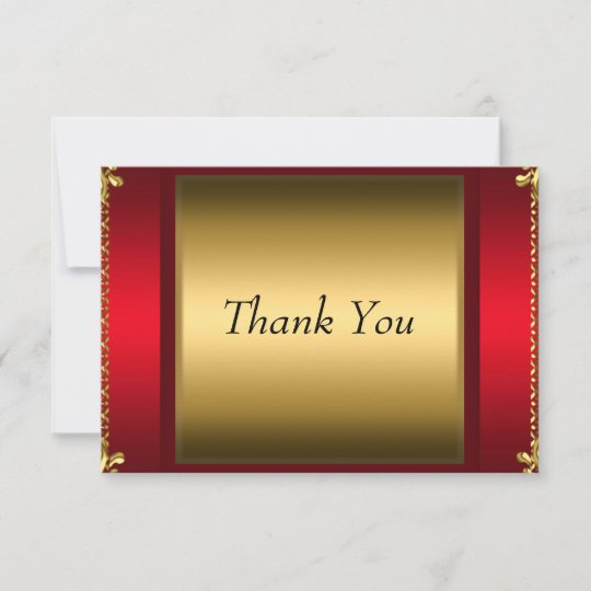 Thank You Red Gold Thank You Card | Zazzle.com