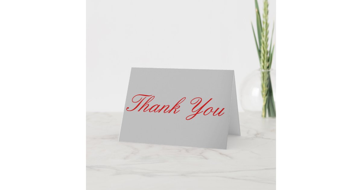 Thank You Red Silver Gray Color Greeting Card | Zazzle